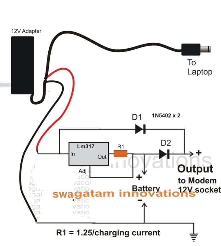 3 Simple Dc Ups Circuits For Modemrouter Homemade Circuit Projects