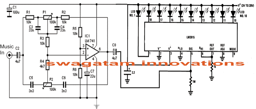 Simple Audio Spectrum Analyzer Circuit Homemade Circuit Projects