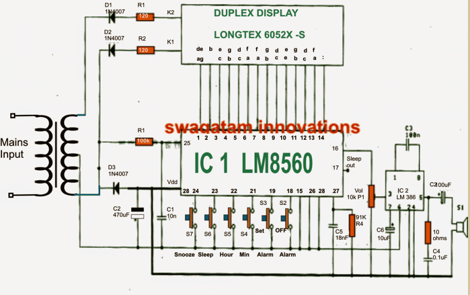 Digital Clock Schematic Diagram