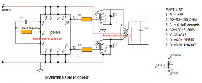 7 Simple Inverter Circuits you can Build at Home | Homemade Circuit ...