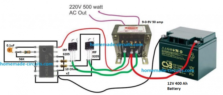 500 Watt Inverter Circuit with Battery Charger - Homemade Circuit Projects 500 Watt Inverter Circuit with Battery Charger - Homemade Circuit Projects