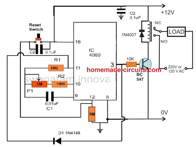 Cd4060 Timer Circuit Diagram