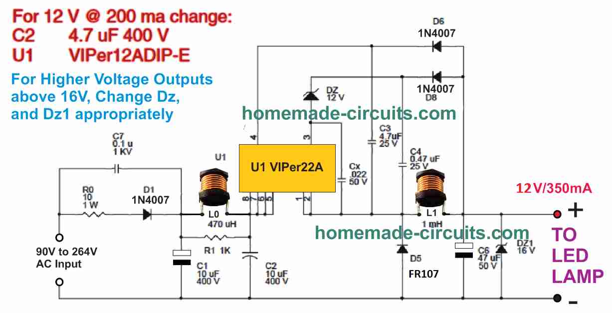 Ceiling LED Lamp Driver Circuit – Homemade Circuit Projects
