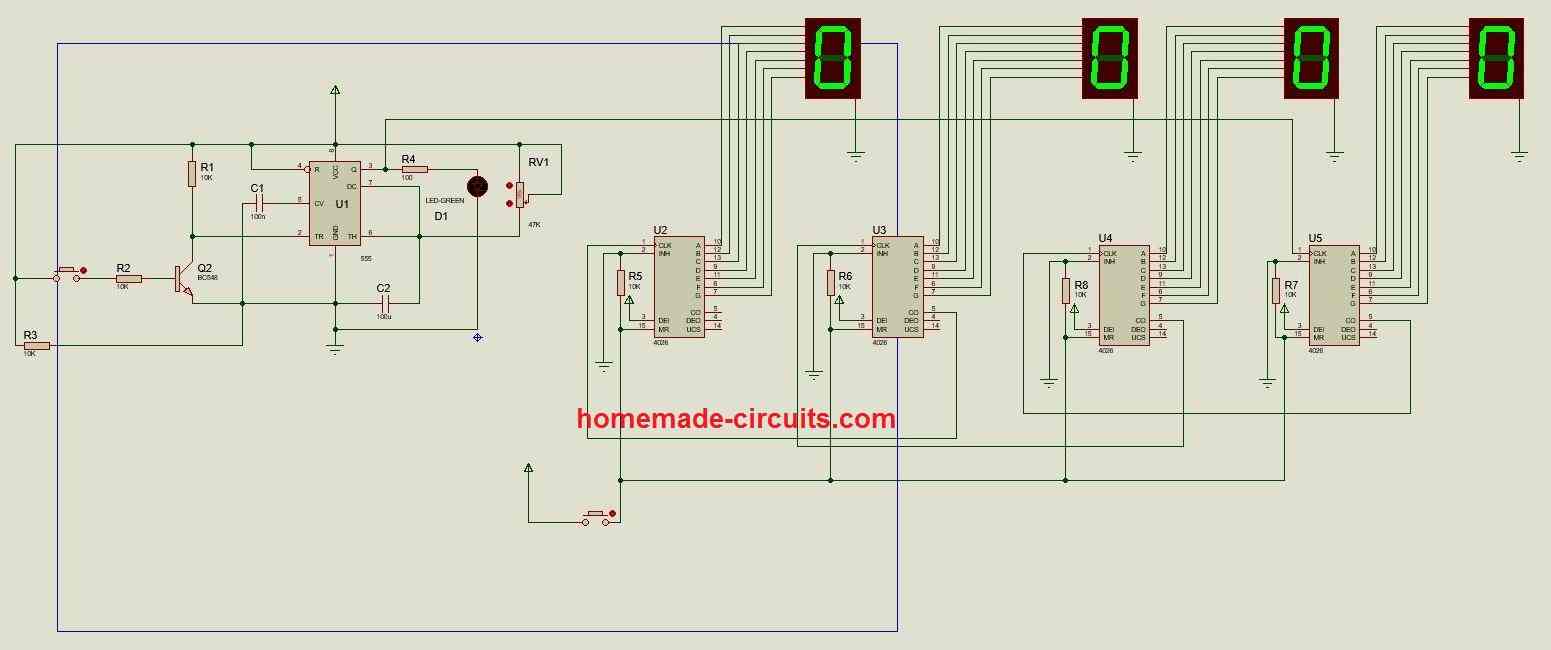 Visitor Counter Circuit Using IC 555 and IC 4026 - Homemade Circuit ... Visitor Counter Circuit Using IC 555 and IC 4026 - Homemade Circuit ...