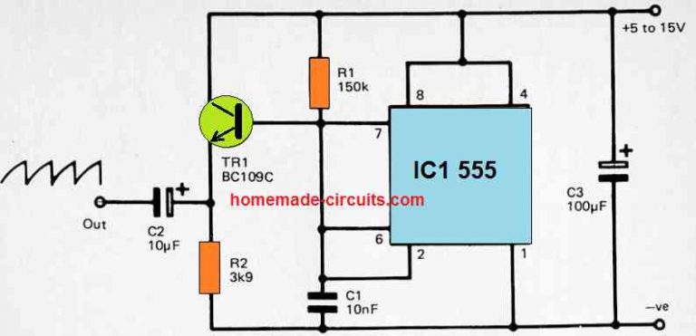 7 Easy Sawtooth Waveform Generator Circuits using UJT, IC 555, and ...