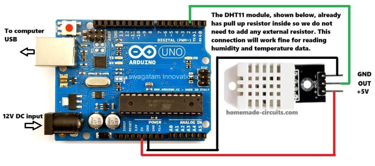 DHT11 Humidity, Temperature Sensor: How to Use and Interface with Arduino – Homemade Circuit ...