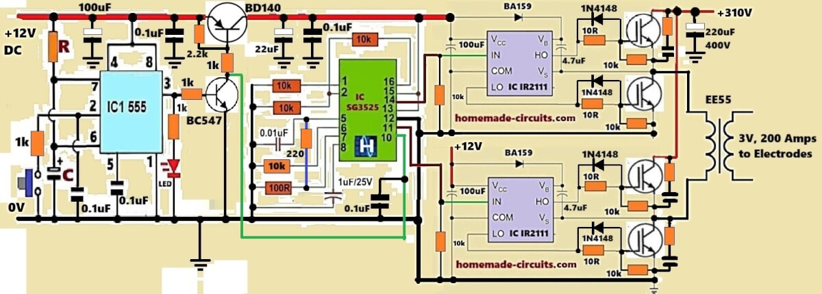 SMPS Spot Welding Circuit using IC SG3525 Explained – Homemade Circuit ...